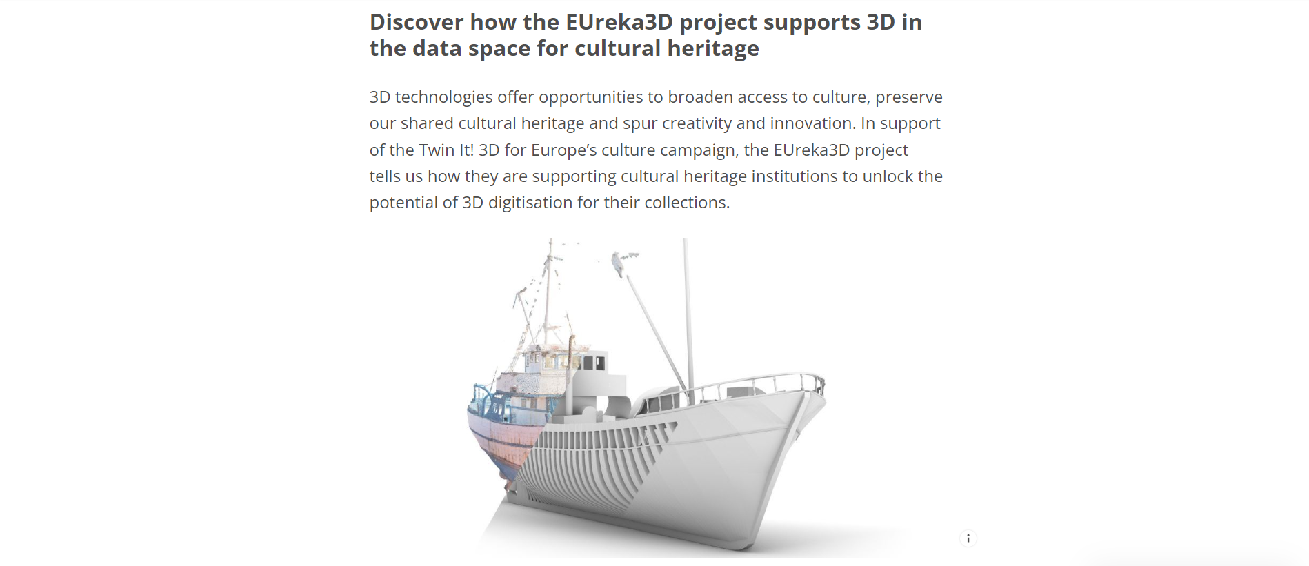 How the EUreka3D project supports 3D in the data space for cultural heritage – a new blog post ...
